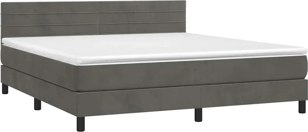 Box spring postel s matrací a LED tmavě šedá 180x200 cm samet 3134478