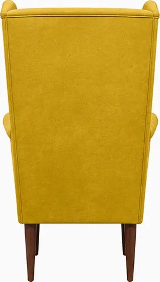 relaxační křeslo, ušák, odpočinkové, dřevo/kov/samet, 102x78x66 cm, nohy tmavé/žlutá, Dekorino KR20260076