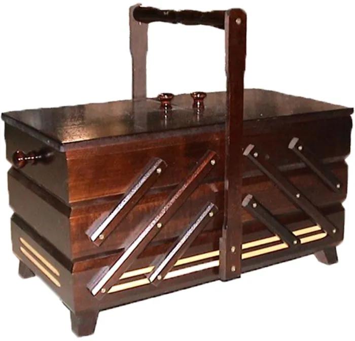 Kazeta na šití, dřevěný košík na šicí potřeby rozkládací velká 0960013 |  BIANO
