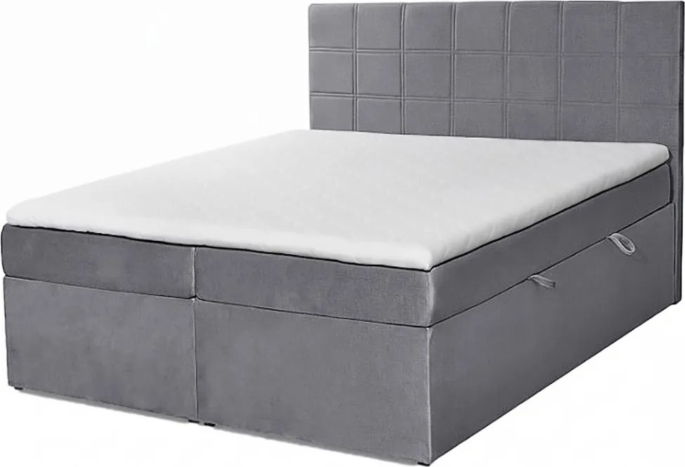 Manželská postel dvoulůžko BOXSPRING | čelo SOFT | 160x200 | alfa 19 šedá studená