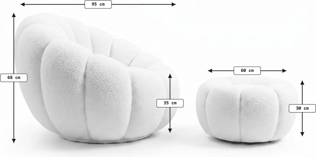 Designové křeslo BLOOM s taburetem, světle zelená