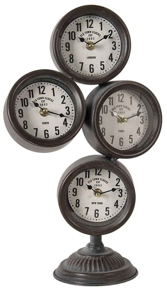 Kovové vintage hodiny se světovými časy Old Town Clocks - 24*13*43 cm / 4*AA