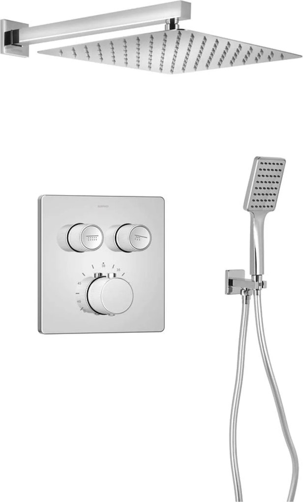 Sapho Smart Select - Sprchový set s termostatem pod omítku, s tělesem, 30x30 cm, chrom RP042-01