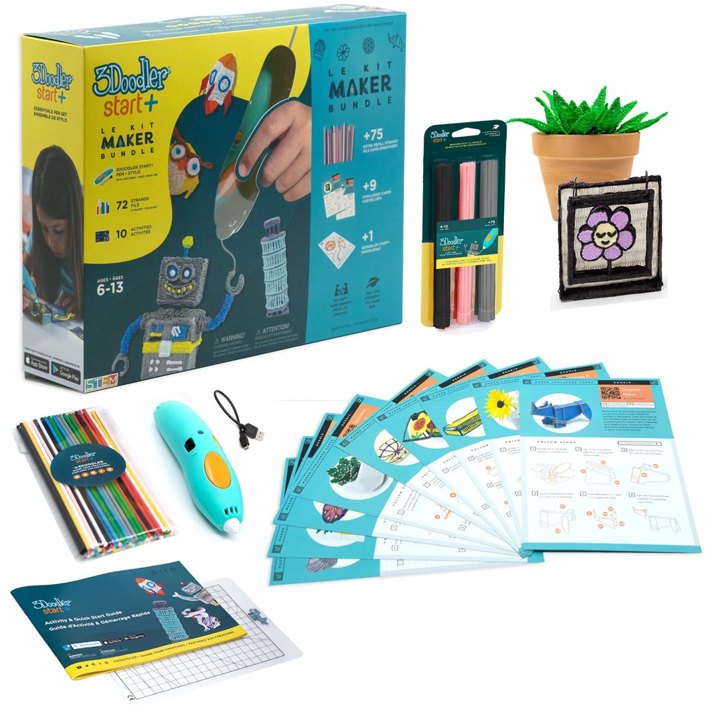 3doodler start+ bundle + 147 náplní, 12 šablon, 9 karet aktivit, podložka