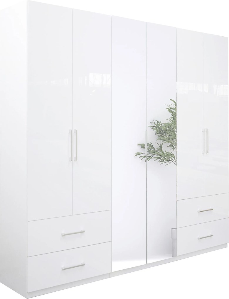 XXXLutz ŠATNÍ SKŘÍŇ, bílá, vysoce lesklá bílá, 269/211/55 cm P & B - Šatní skříně - 000885000501