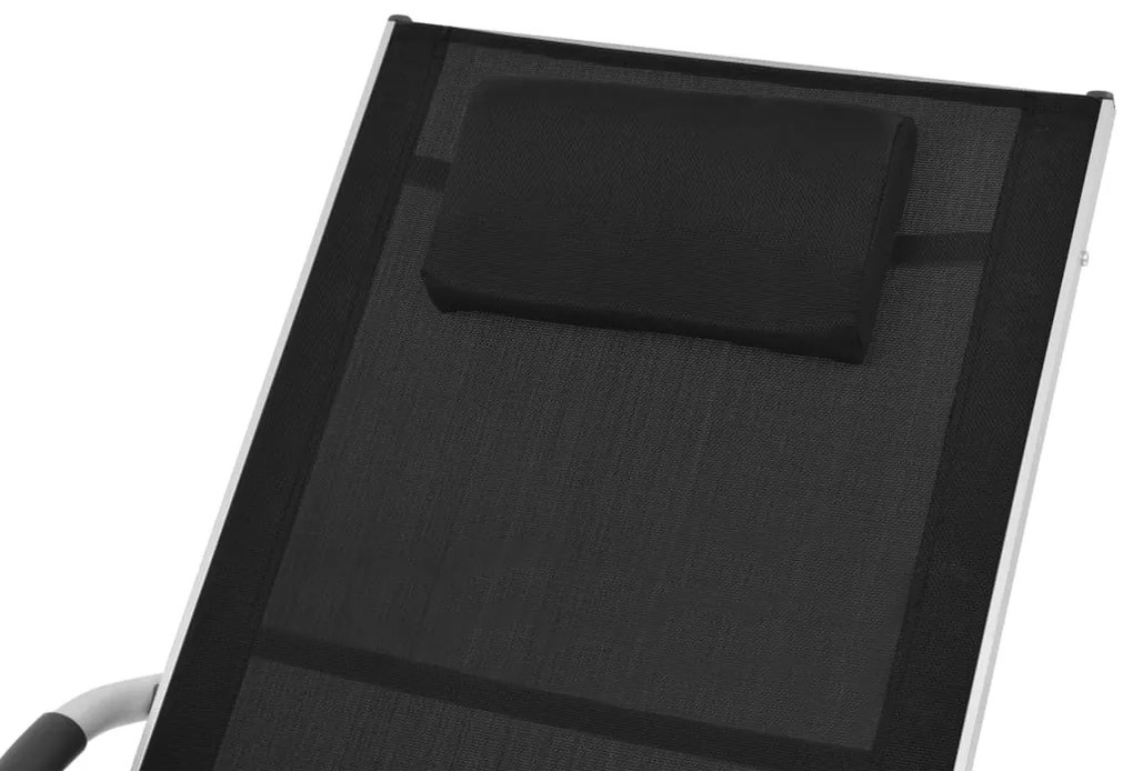 Zahradní lehátko s polštářem hliník a textilen černé - Default Title