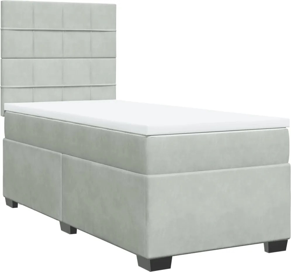 Box spring postel s matrací světle šedá 100x200 cm samet 3290834