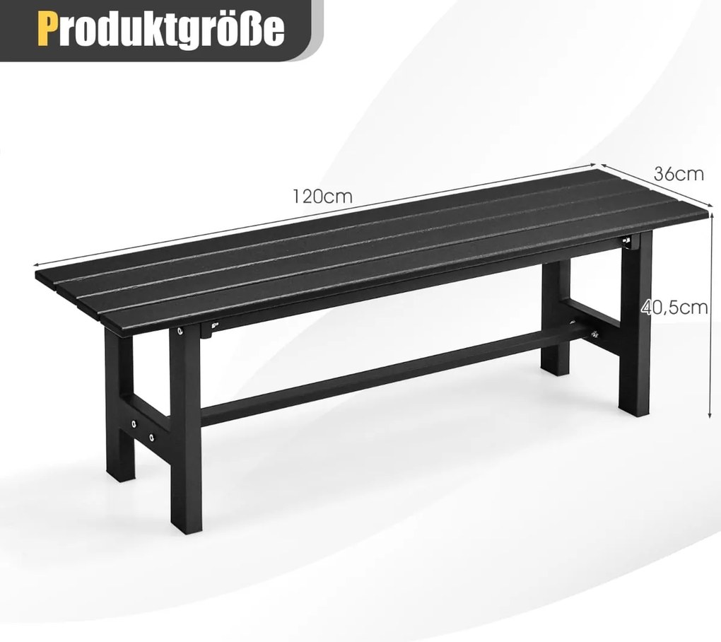 Costway Zahradní lavice pro 2 osoby, nosnost 300 kg, černá