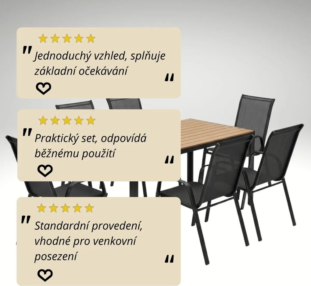 Vikio Venkovní zahradní set 150x90 pro 6 osob DK304-P přírodní