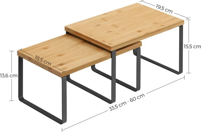 Set dvou stohovatelných poliček bambusové AUK-E1002 BK (2 ks)
