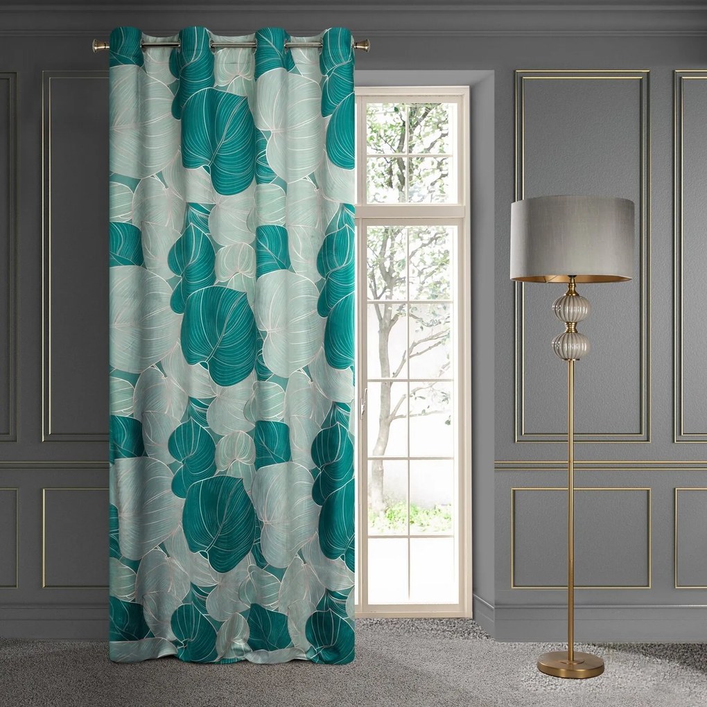 ZATEMŇOVACÍ ZÁVĚS NA KROUŽCÍCH LIMITED COLLECTION SALVIA1 140X250 CM ZELENÁ