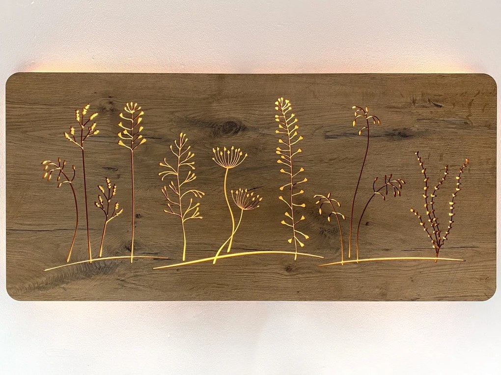 Li-Go "Louka" světelný obraz 230V 90x42cm provedení povrchu: dub světlý
