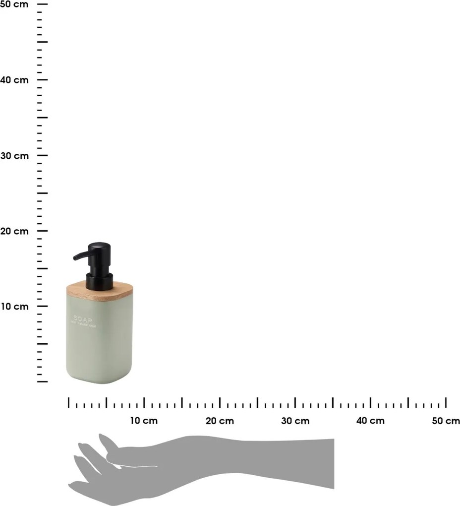 Dávkovač mýdla Liso, mátová/s dřevěnými a černými prvky