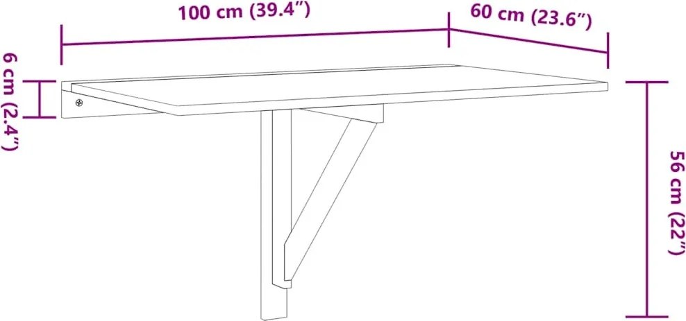 vidaXL Nástěnný sklápěcí stůl 100x60x56 cm kompozitní dřevo [243054] Barva: bílá s vysokým leskem