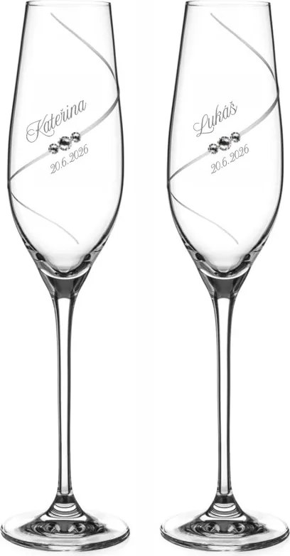 Svatební skleničky na sekt Diamante Silhouette s krystaly Swarovski 2 ks