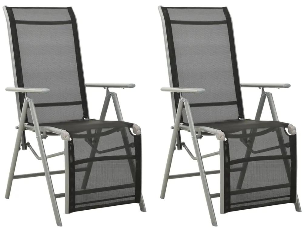 312197 vidaXL Polohovací zahradní židle 2 ks textilen a hliník stříbrné