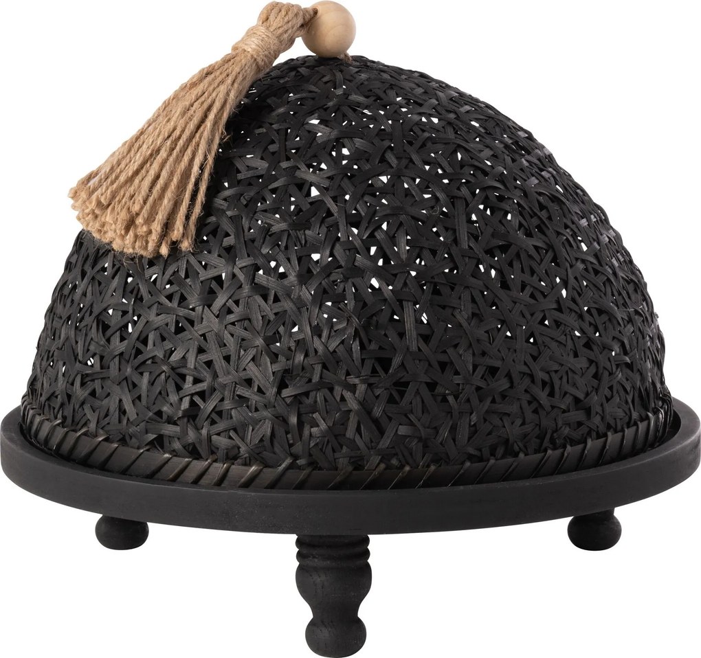 Černý dřevěný podnos s poklopem Hood - Ø30 * 25 cm