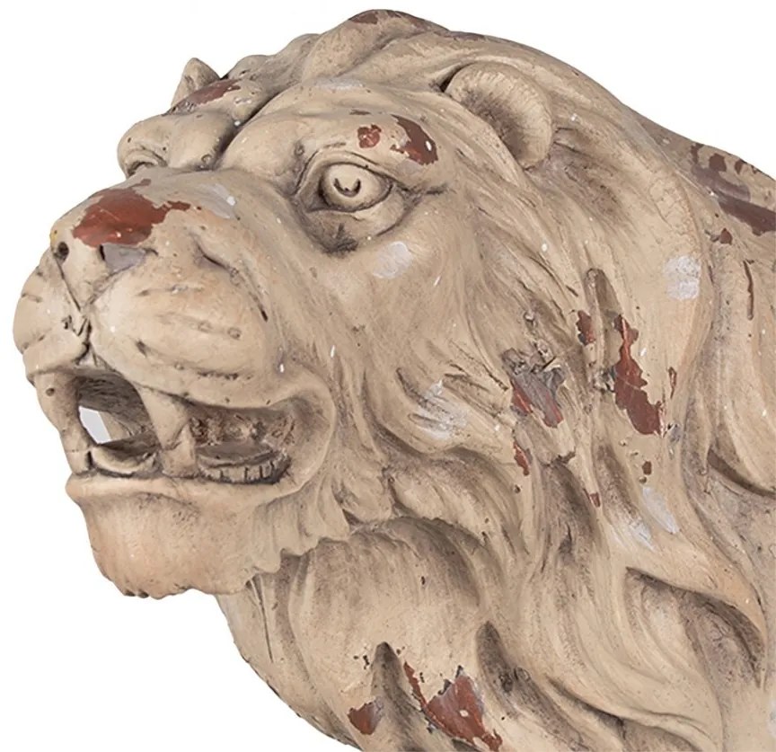 Béžová antik dekorativní socha lev Lion - 55*23*40 cm