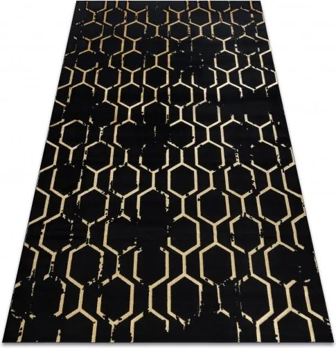 Kusový koberec Gloss 407C 86 black/gold, 200x290, čierna, chodba / predsieň, Dywany Łuszczów