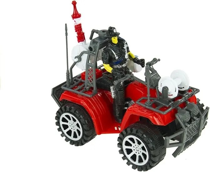 LEAN Toys Velká sada hasičů: hasičské auto, figurky, čtyřkolka, přilba pro děti