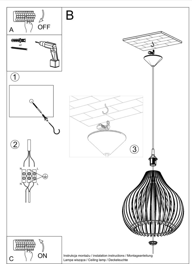 Sollux Lighting Závěsné svítidlo APRILLA dřevo