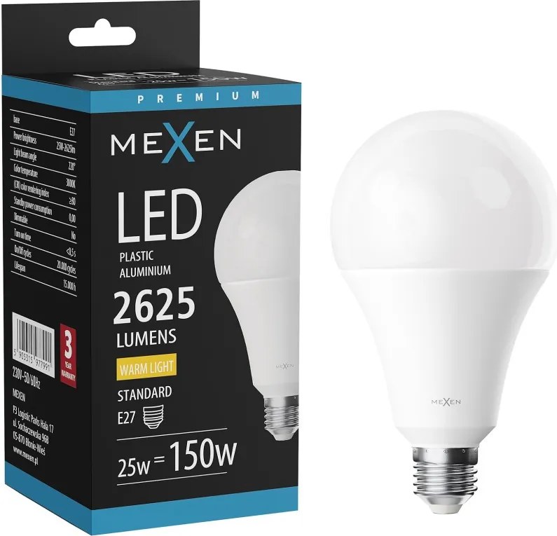 Mexen Nova, LED žárovka E27, A70, 20W, teplá - 3000K, 2100 lm - L100-E27-2530-01