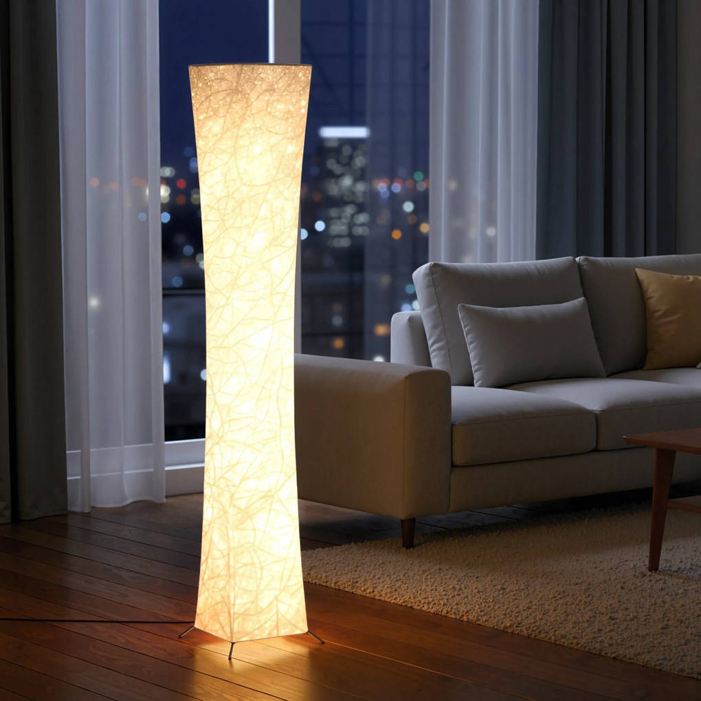 HOMCOM Stojací lampa s papírovým stínidlem, nožní spínač, 3 úrovně jasu, bílá