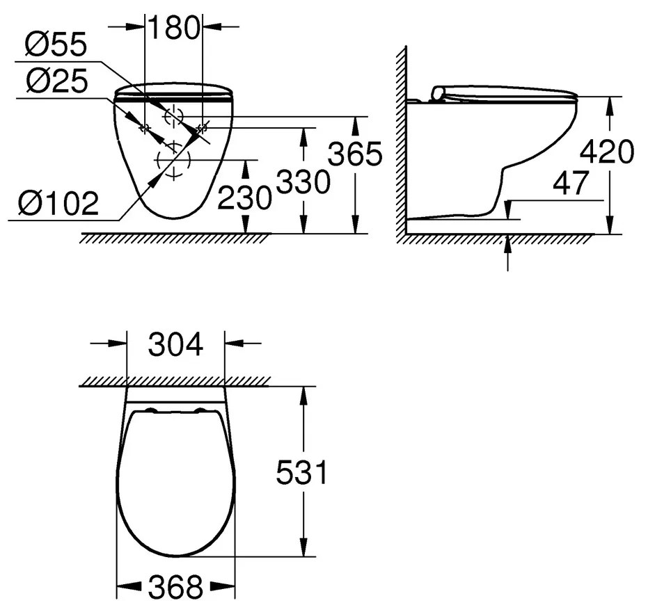 Grohe Bau Ceramic - Závěsné WC + poklop, alpská bílá 39351000