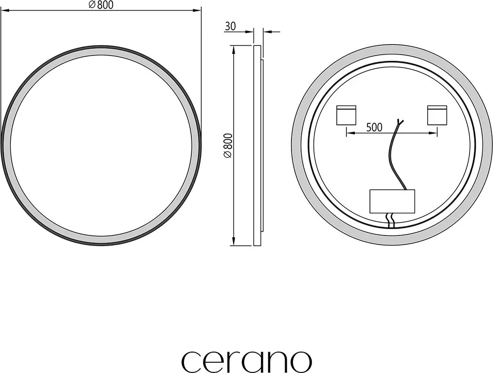 CERANO - Koupelnové LED zrcadlo Vito, kovový rám - černá matná - Ø 80 cm