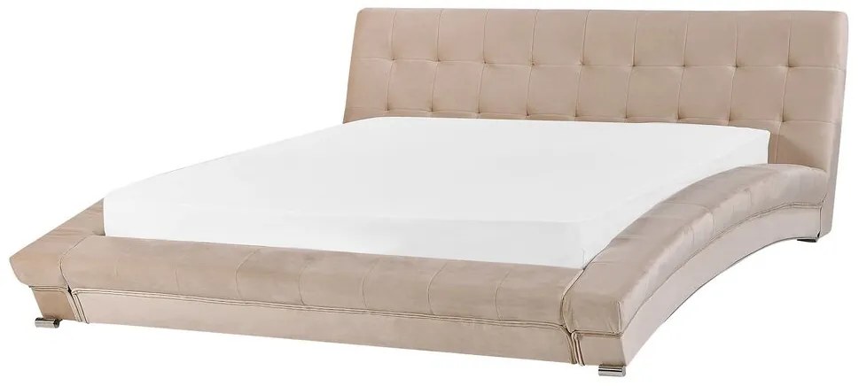 Čalouněná sametová postel v béžové barvě 160 x 200 cm LILLE