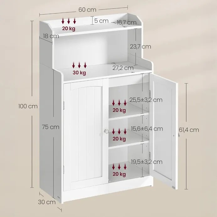 Koupelnová skříňka MARVEN - MDF, bílá Barva: Bílá