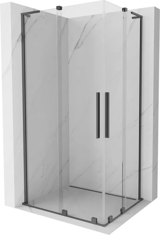 Mexen Velar L Duo, sprchový kout s posuvnými dveřmi 100 x 90 cm, 8mm čiré sklo, broušený grafit, 871-100-090-02-03-95