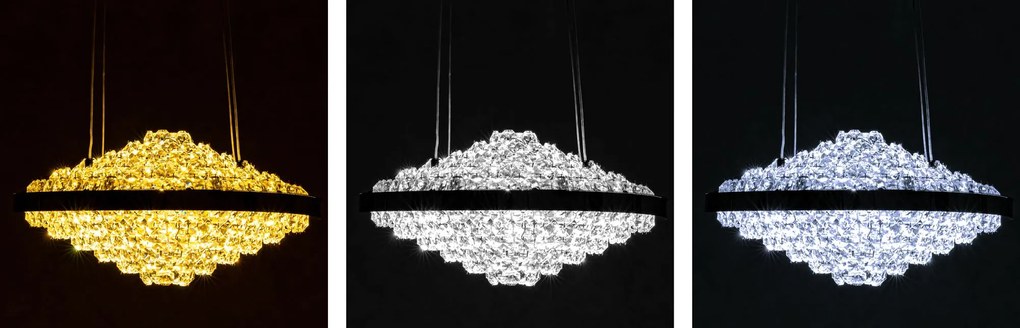 Toolight - Křišťálová závěsná lampa APP774-1CP + dálkové ovládání, chromová, OSW-05025