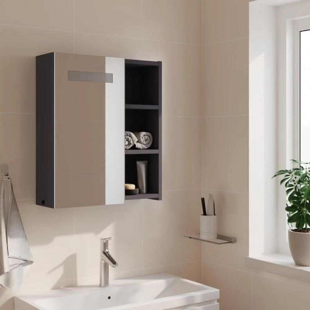 Petromila Koupelnová zrcadlová skříňka s LED osvětlením šedá 45x13x52 cm