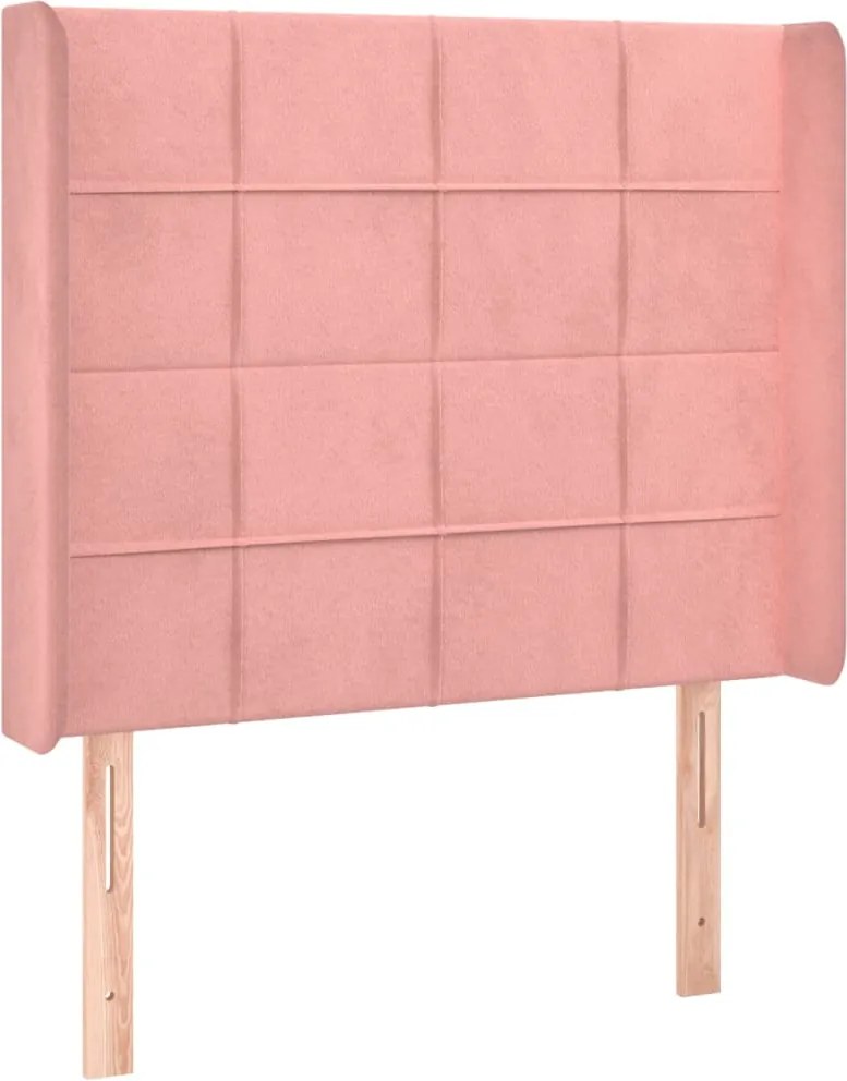 Box spring postel s matrací a LED růžová 100x200 cm samet 3139552