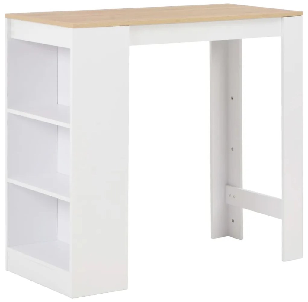 280215 vidaXL Barový stůl s regálem bílý 110 x 50 x 103 cm