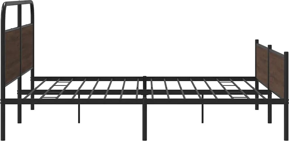 Kovový rám postele bez matrace hnědý dub 183 x 213 cm 3318711