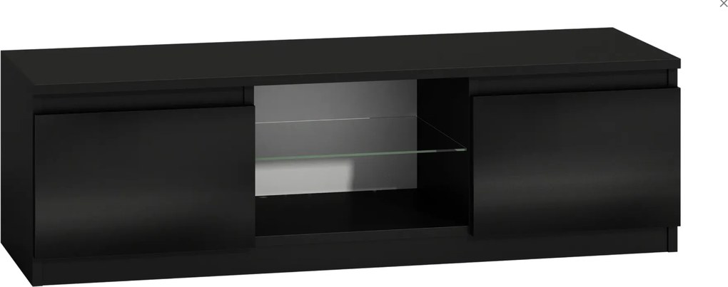 EmaHome Televizní stolek s úložným prostorem a LED osvětlením RTV 120 - černý lesk