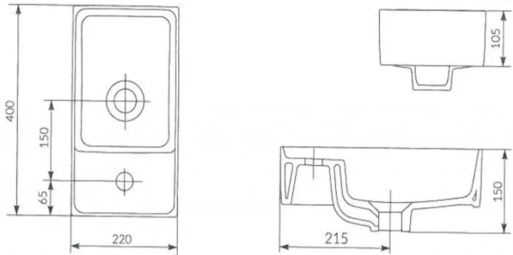 Cersanit Crea BOX skříňkové umyvadlo 40cm, bílá, K114-004