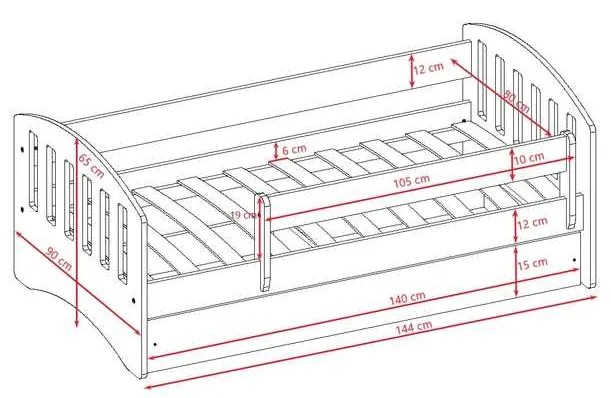Ourbaby Classic Greyhead postel + úložný prostor 160x80 cm bílá