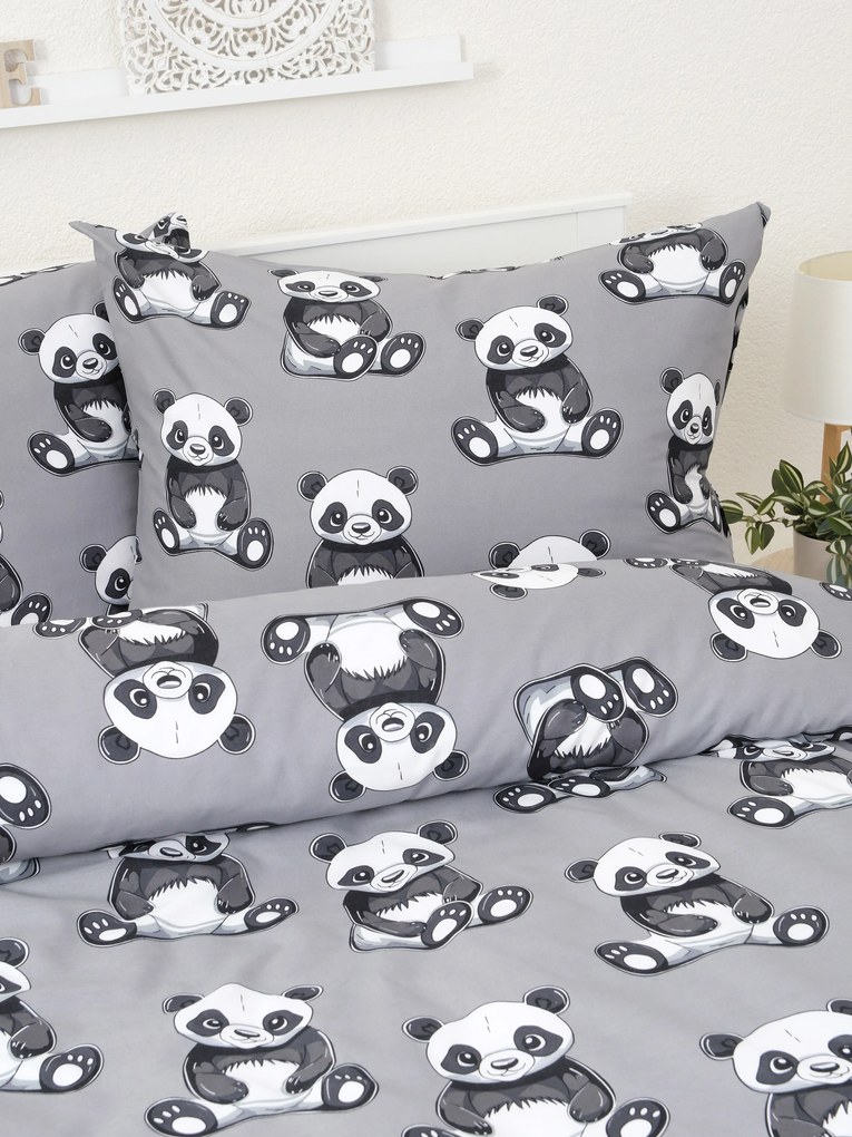 MK Lůžkoviny Bavlněné povlečení Renforcé - Panda 140 × 200 cm, 70 x 90 cm