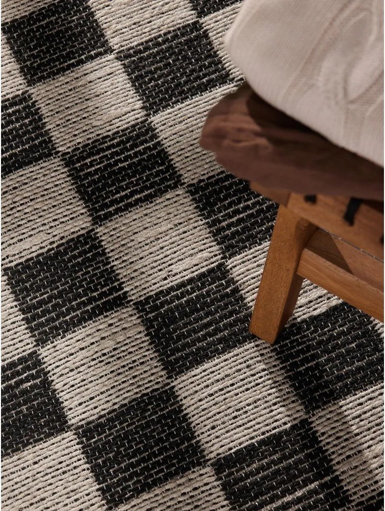 Černý/krémový oboustranný/ručně tkaný běhoun s příměsí juty 80x300 cm Rex – Hanse Home