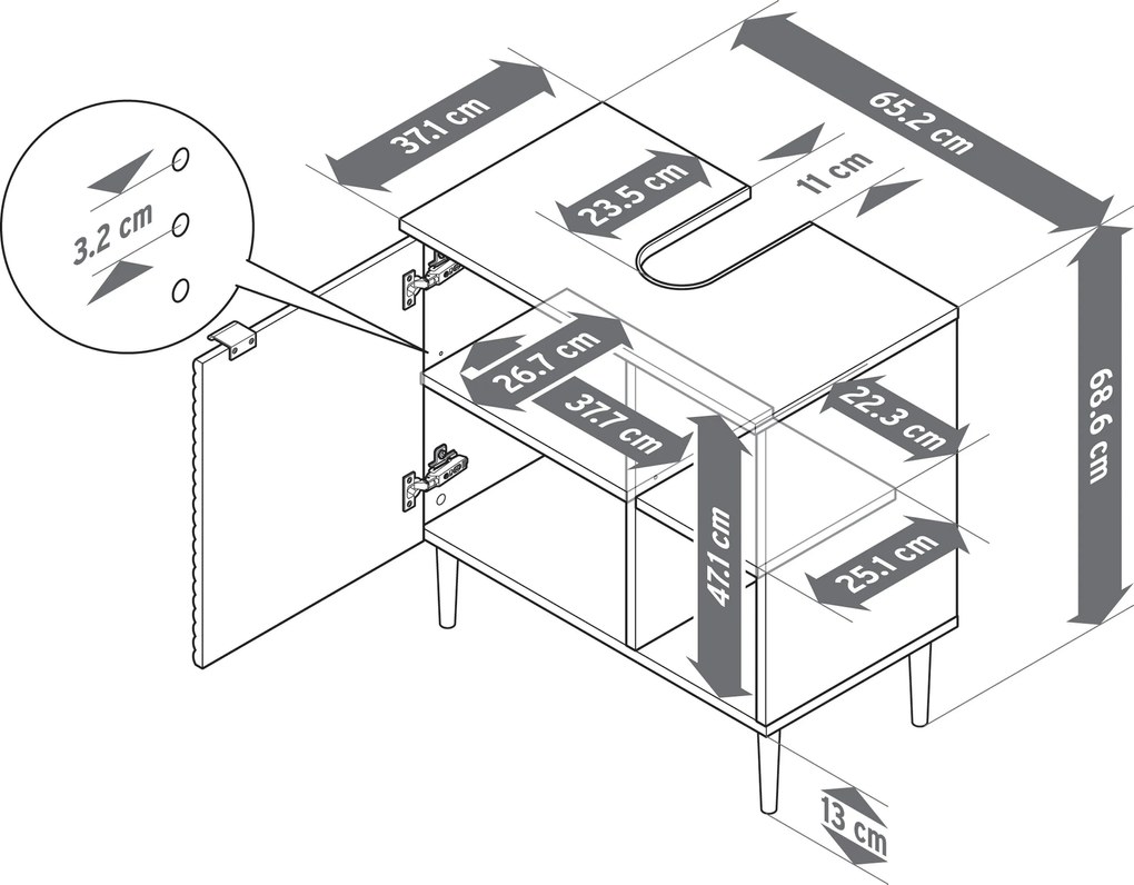 Tchibo - Skříňka pod umyvadlo »Sonari« s dvířky - barva: bílá