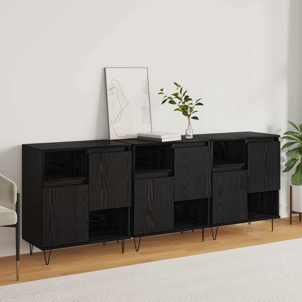 Servírovací skříň 3 ks Černý dub 60 x 35 x 70 cm 3394565