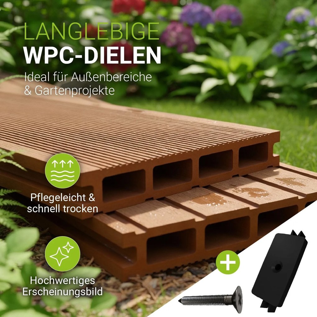 Juskys WPC terasová prkna, teakový dekor Velikost sady: 10 m²