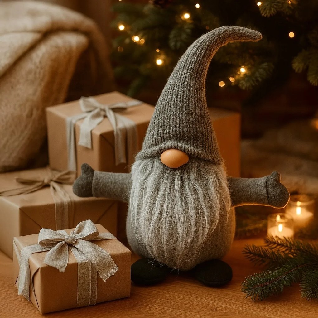 Vánoční skřítek ELF 045 - 35 cm šedý