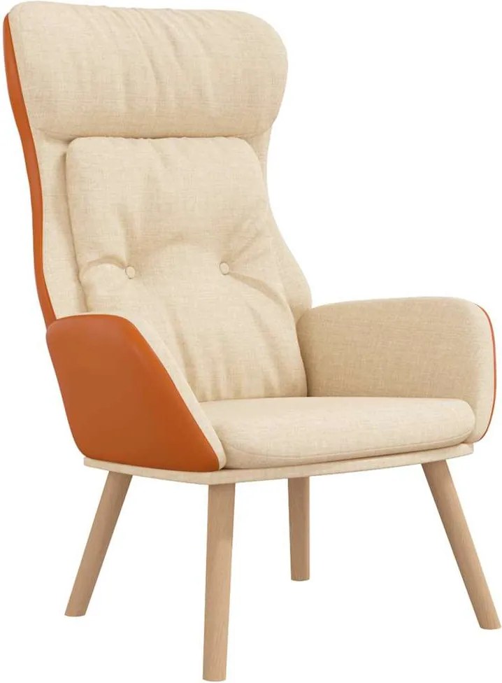 Relaxační křeslo krémové textil a PVC 341303