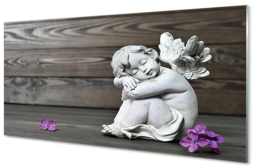 akrylový obraz Spící anděl květiny desky 100x50 cm