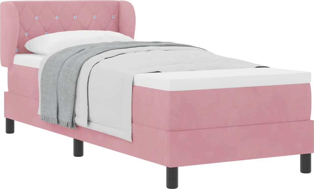 Postel s boxspringem s čelo Růžová 80 x 200 cm samet 3340309