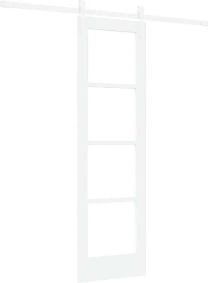 Posuvné dveře 61 x 198,5 cm Masivní borové dřevo a sklo Bílá 3332350
